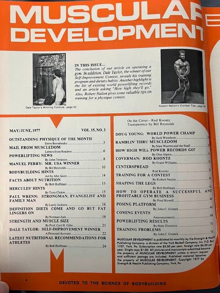 Muscular Development magazine November/December 1976 Clint Beyerle ...