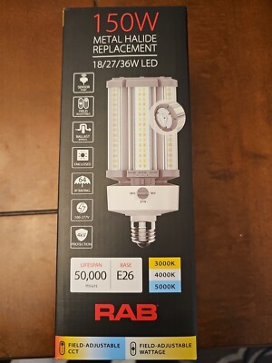 RAB 150w HIDFA-36S-E26-8CCT-BYP/SSP Superior Cobb Style LED 50,000 ...