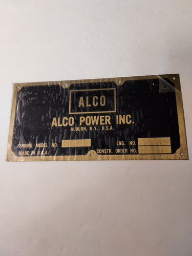 Vintage ALCO Diesel Engine Builders Plaque, Brass, NOS Never Used ...