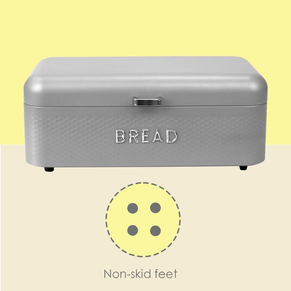 Home Basics Large Bread Box, Grey Metal, Kitchen Counter Storage | eBay