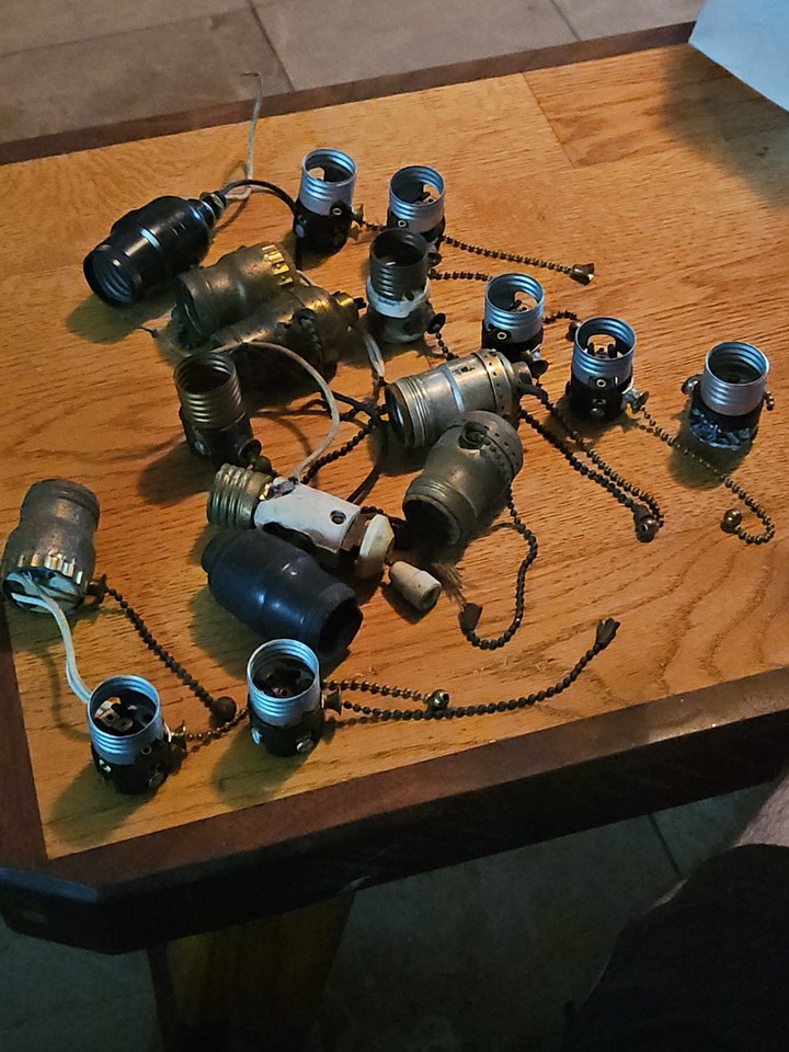 Lot of 17 Antique Vintage Lamp Light Sockets Pull Chain Switch Mix Lot ...