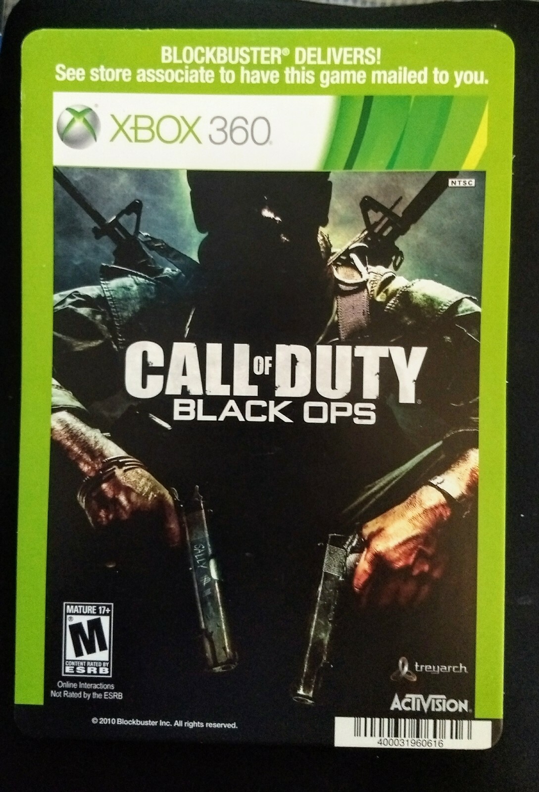 Xbox 360 CALL OF DUTY RENTAL BACKER CARD..NO GAME.. BLOCKBUSTER RENTAL ...