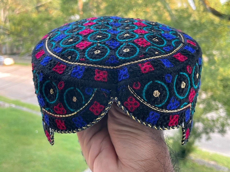 Handmade Sindhi Hat Multi Color Embroidery Cap Topi Hat Front Cut ...