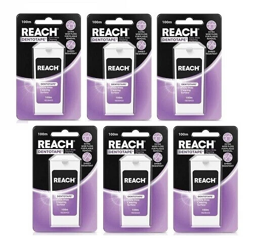 6 x Reach Dentotape Extra Wide Dental Floss 100m 8801051041569 | eBay ...