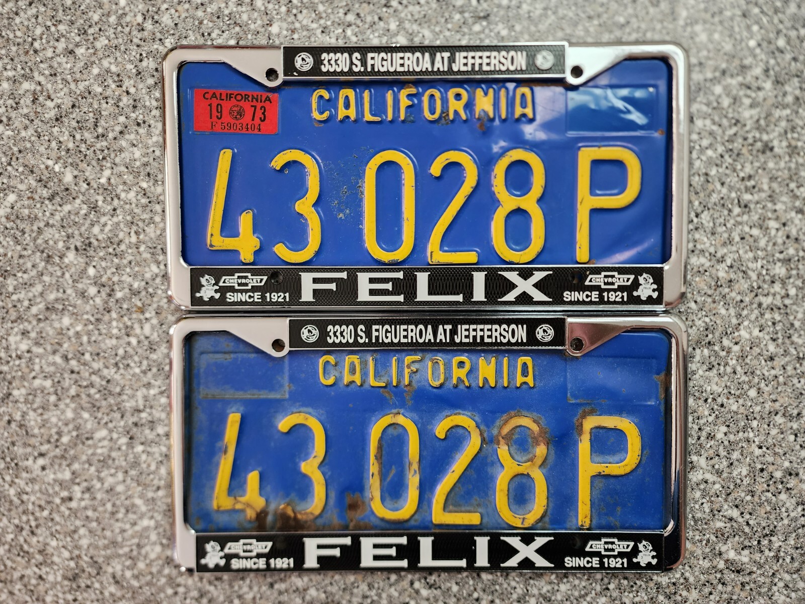 1970 California Commercial License Plates, 1973 Validation Sticker, DMV ...
