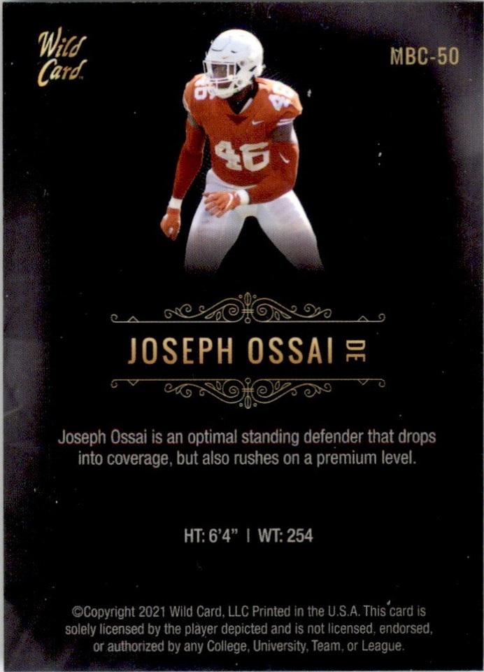 2021 Wild Card Matte Premier JOSEPH OSSAI RC #MBC-50 | eBay