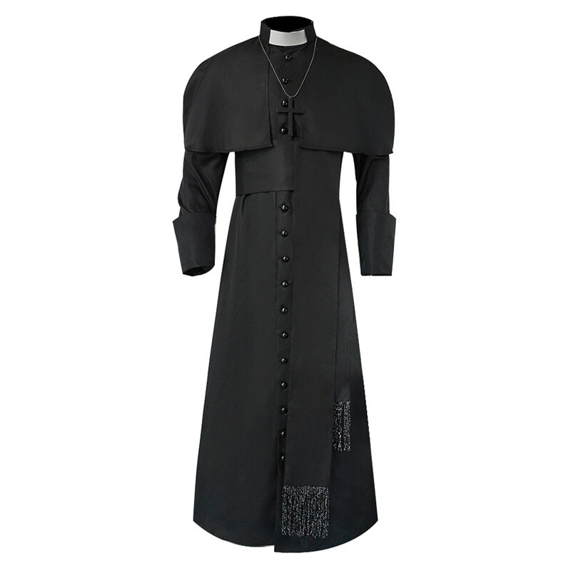 Clergy Men Cassock Priest Costume Bishop Pope Robe Roman Catholic ...