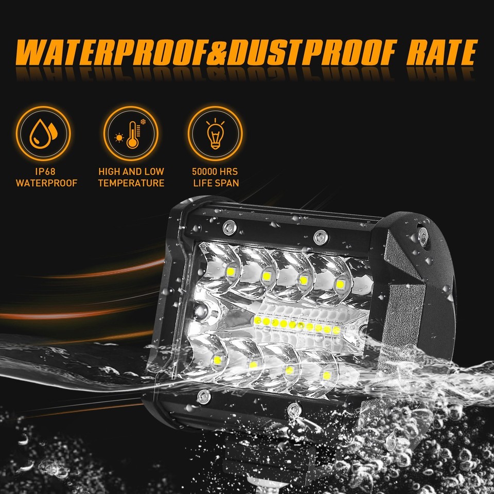 2PCS 4" 18000LM LED Work Light Bar Spot Pods Fog Lamp Offroad Driving ...