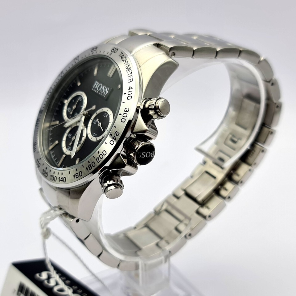 NEW BOSS 1512965 IKON MENS STAINLESS STEEL BLACK DIAL MENS WATCH | eBay