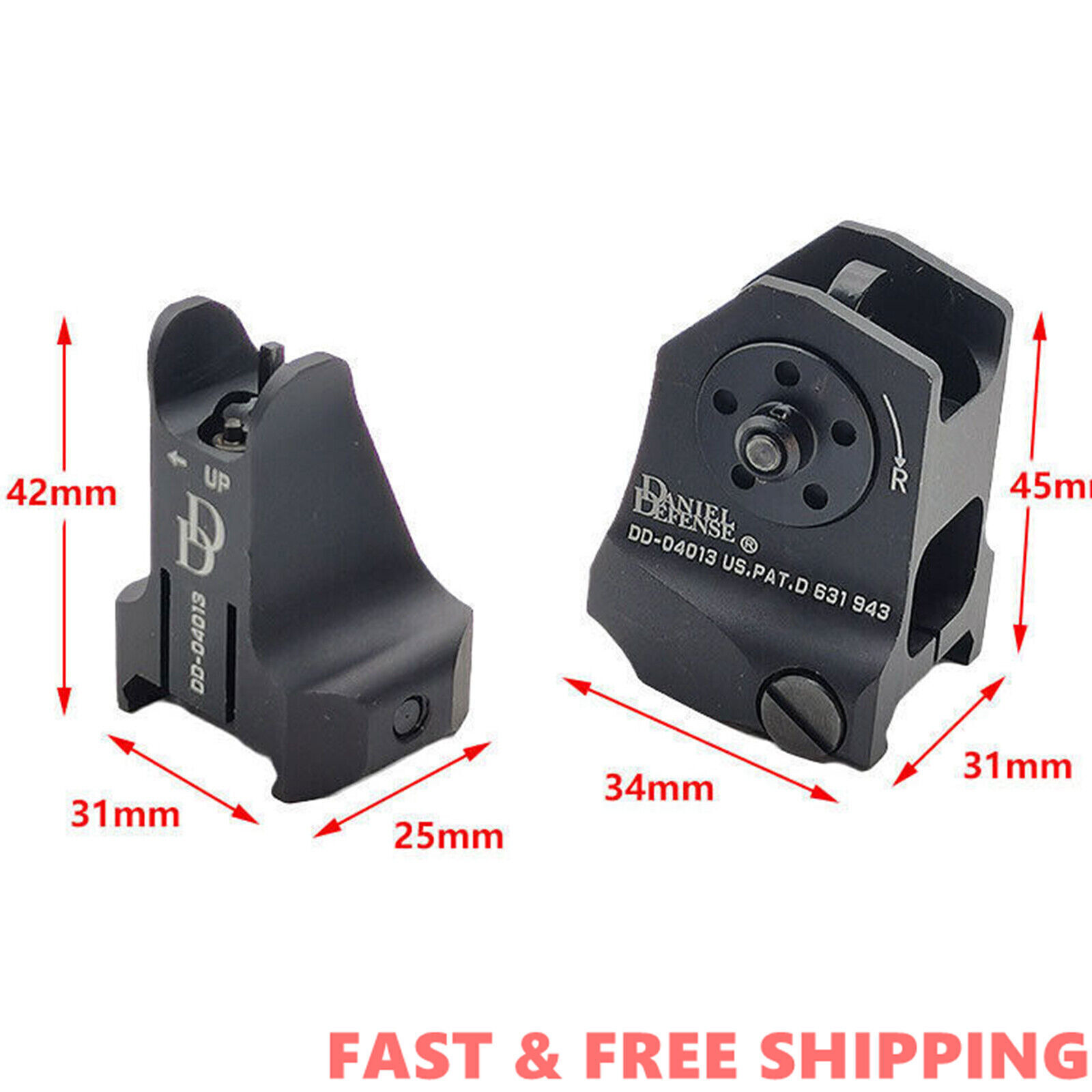 Tactical Flip-up Low Profile Metal Sight Folding Iron Sights Front and ...