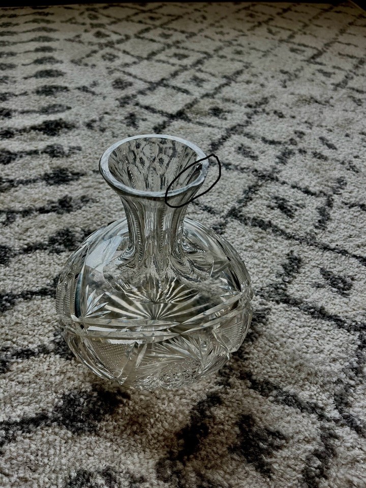 Vintage ABG CUT GLASS Decanter Carafe Ornate Pattern American Brilliant ...