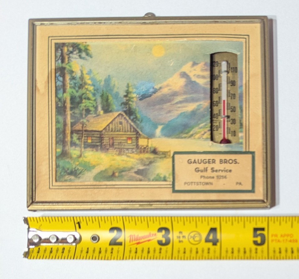 Vtg Thermometer Advertising Sign Gauger Bros. Gulf Gas Service ...