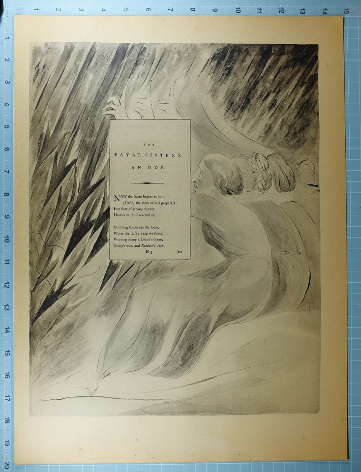 1922 FULL SIZE WILLIAM BLAKE LARGE PRINT THOMAS GRAYS POEM FATAL ...