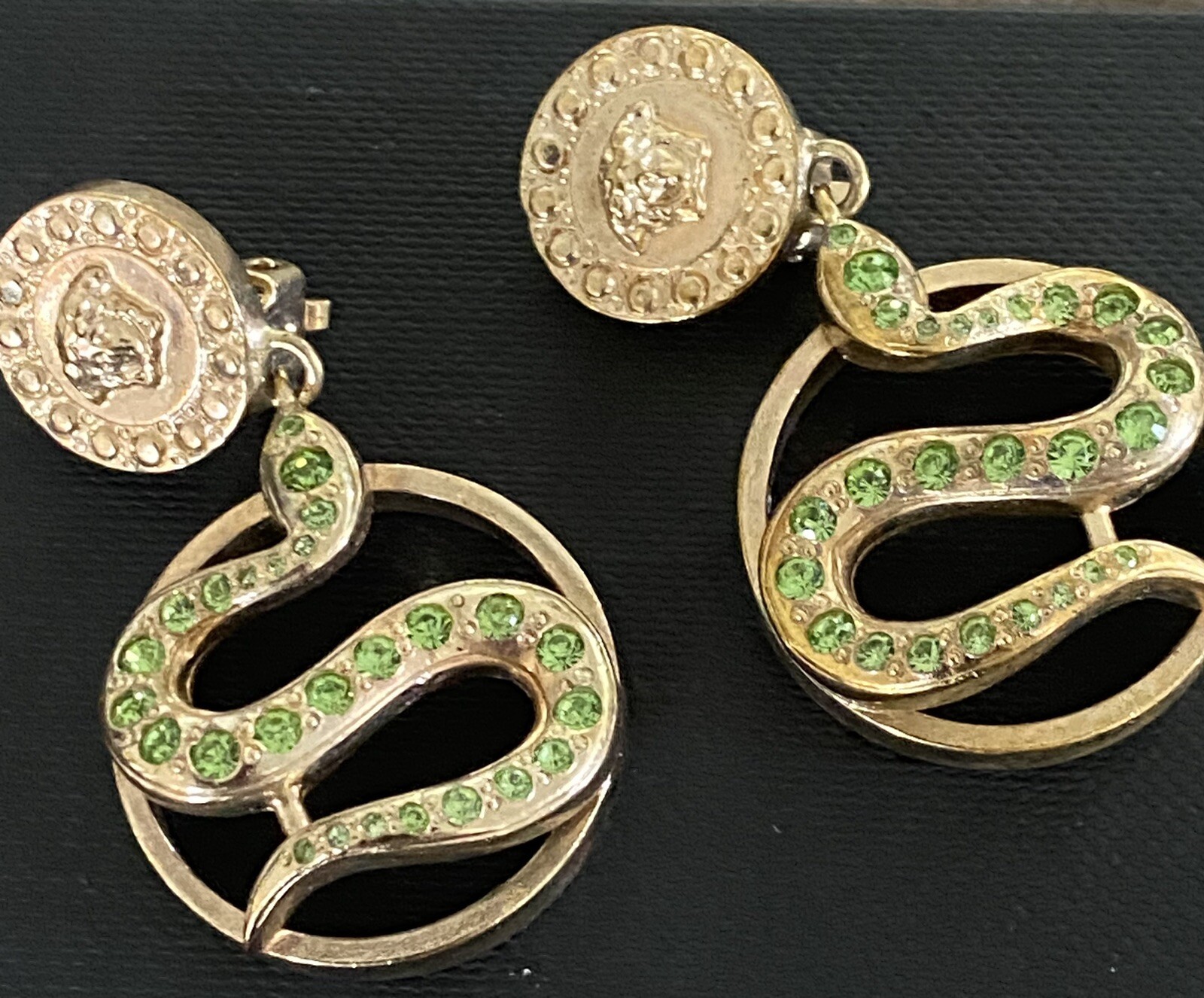 Vintage Versace Gold Medusa Snake Clip-on Earrings wi… - Gem