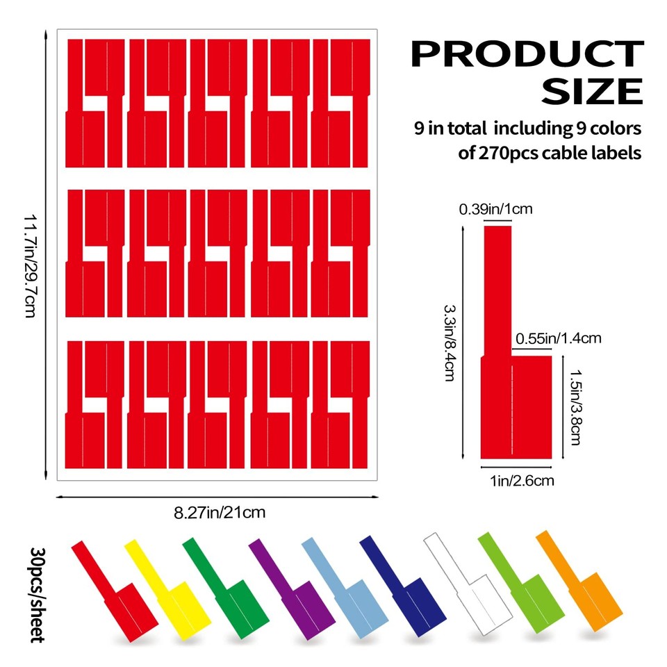 270 Pcs Waterproof Cable Labels Write On Self-Adhesive Wire Tags for ...