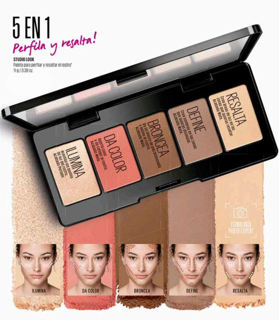Cyzone STUDIO LOOK 5-IN-1 Pallete Contours Defines Bronzes Colors ...