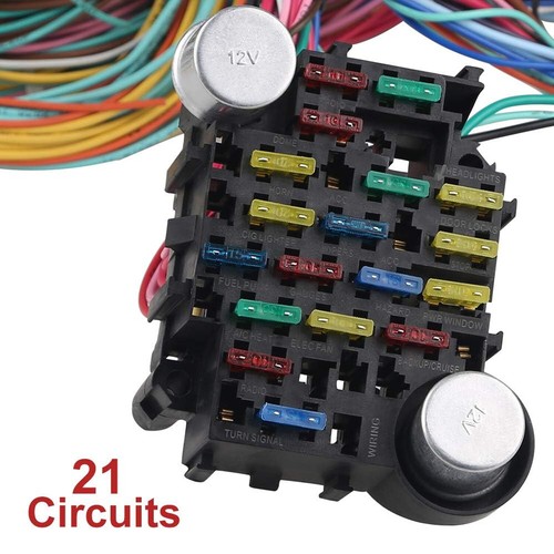 21 Circuit Wiring Harness Kit, 18 fuses Wire Harness For GM Chevy Ford ...