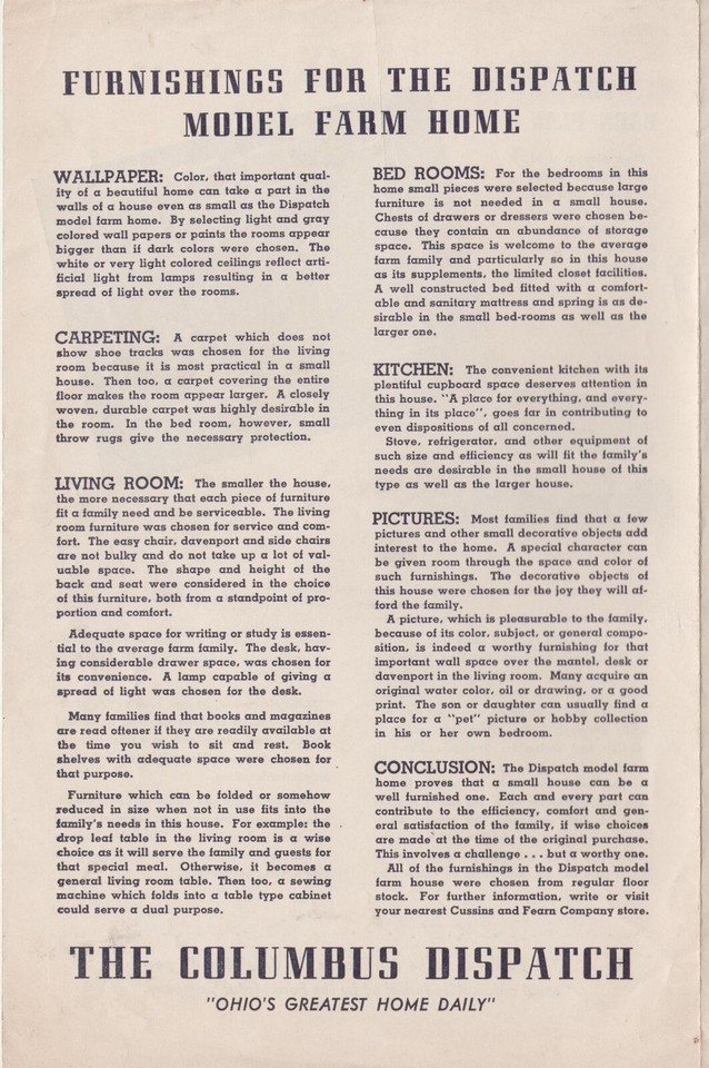 1941 Ohio State Fair Engelwood Model Farm Home and Barn Pamphlet 4pgs ...