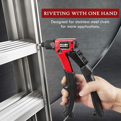 Heavy-Duty Rivet Gun with 200 Aluminum Rivets & Tool-Free Heads in BMC ...
