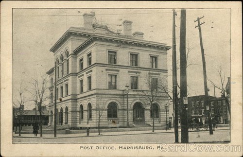 Harrisburg,PA Post Office 1906 Dauphin County Antique Postcard 1c stamp ...