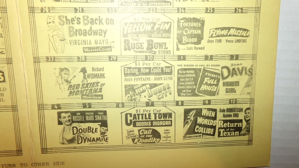 Clay Center Kansas Drive In 1950'S Movie Flyer JANE RUSSELL BABE RUTH ...