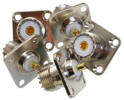 5-Pack UHF Female Jack SO-239 Bulkhead Panel Chassis Mount Connector ...