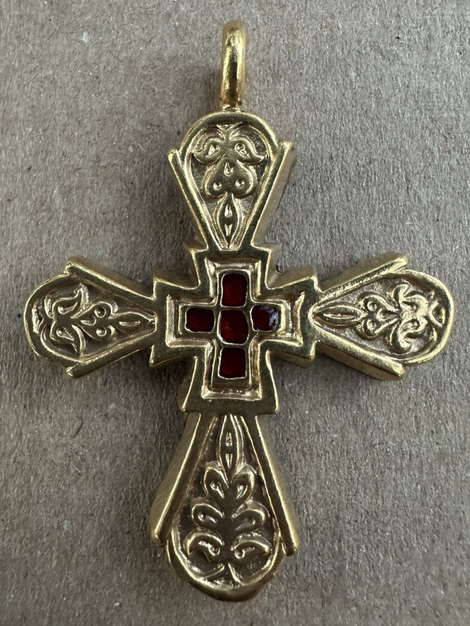Byzantine Inspired MMA Cross Pendant Gold Tone Neckla… - Gem