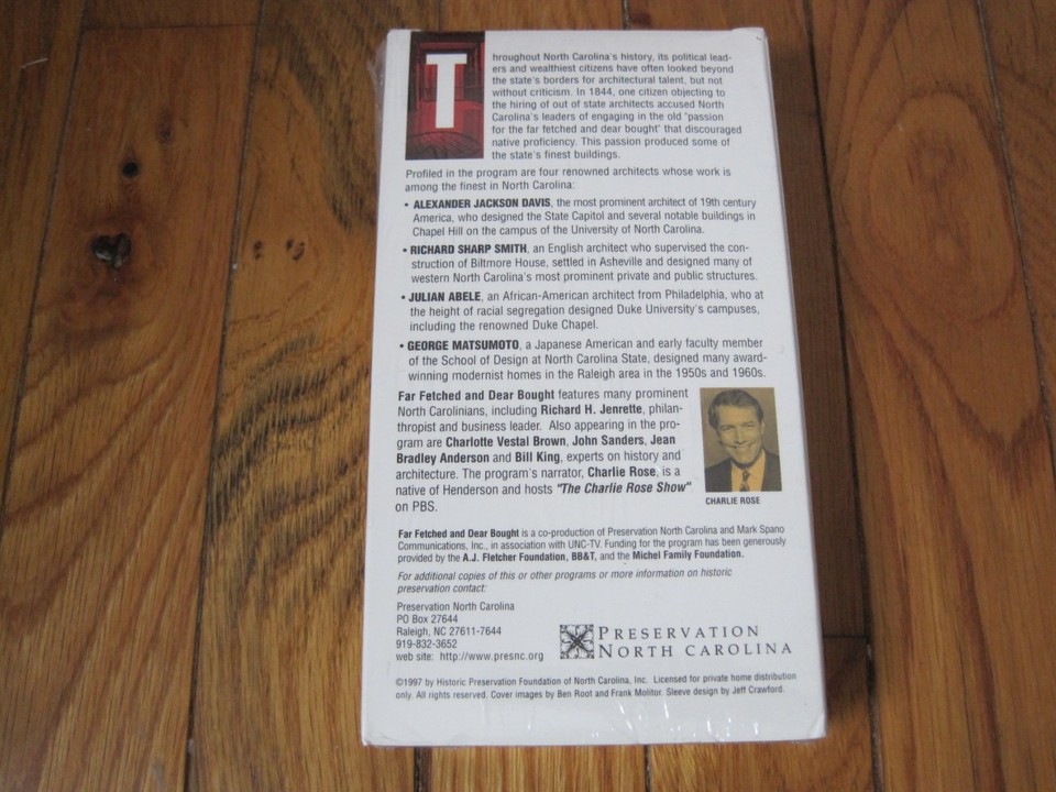 Far Fetched And Dear Bought VHS Charlie Rose North Carolina ...