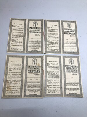 Lot of 4x WWI United States Government Thrift Card No Stamps, Unfolded ...