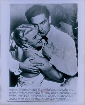 1952 Ginger Rogers Superstar w/French Actor Jacques Bergerac Wire Photo ...