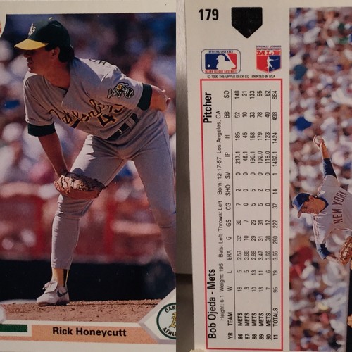 1991 Upper Deck ERROR CARD Rick Honeycutt and Bob Ojeda ONE OF A KIND ...