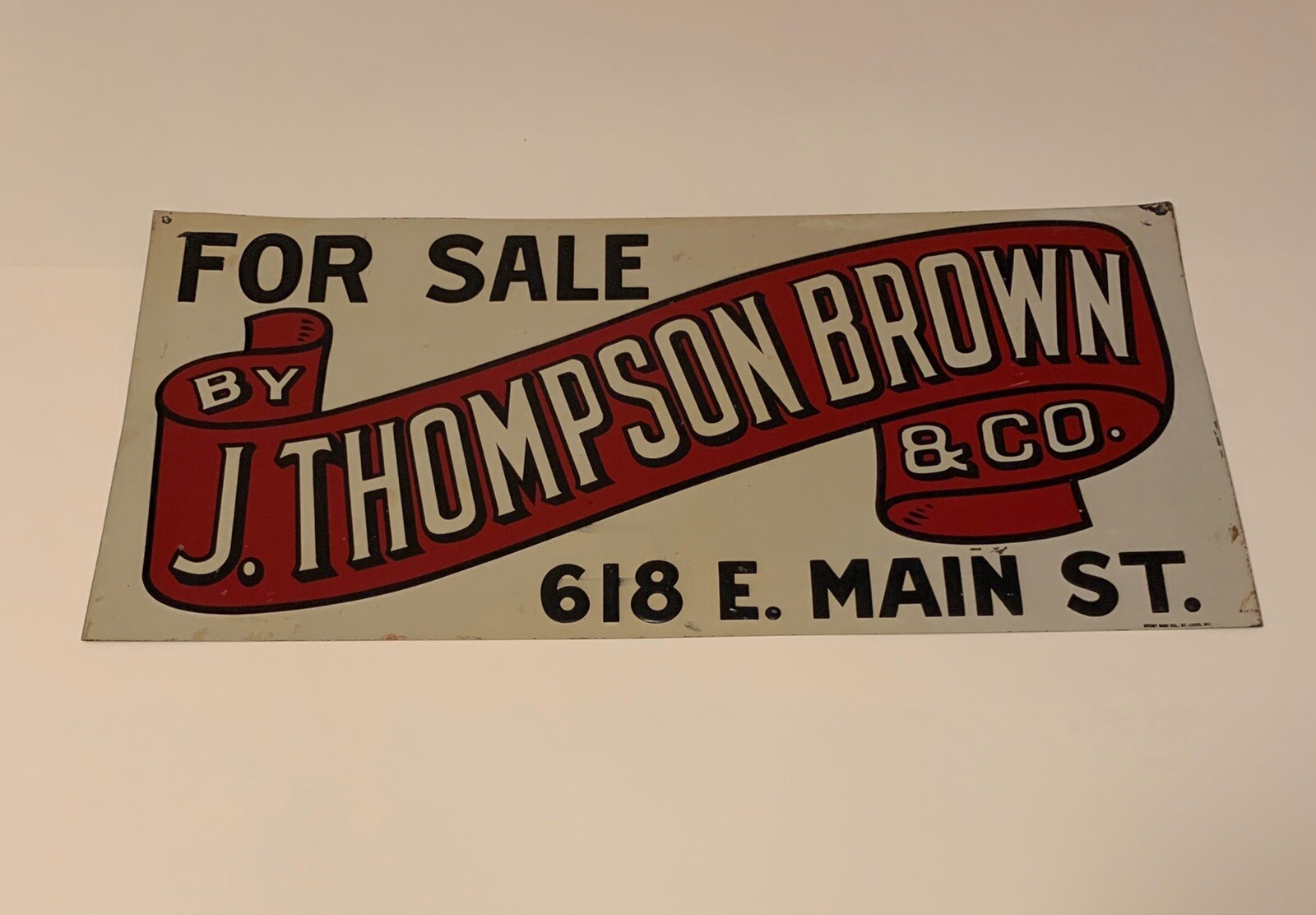 Vintage Original J. Thompson Brown & Co. Realty Embossed Sign | eBay