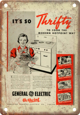 General Electric Hotpoint Stove Ad 12" x 9" Reproduction Metal Sign ...