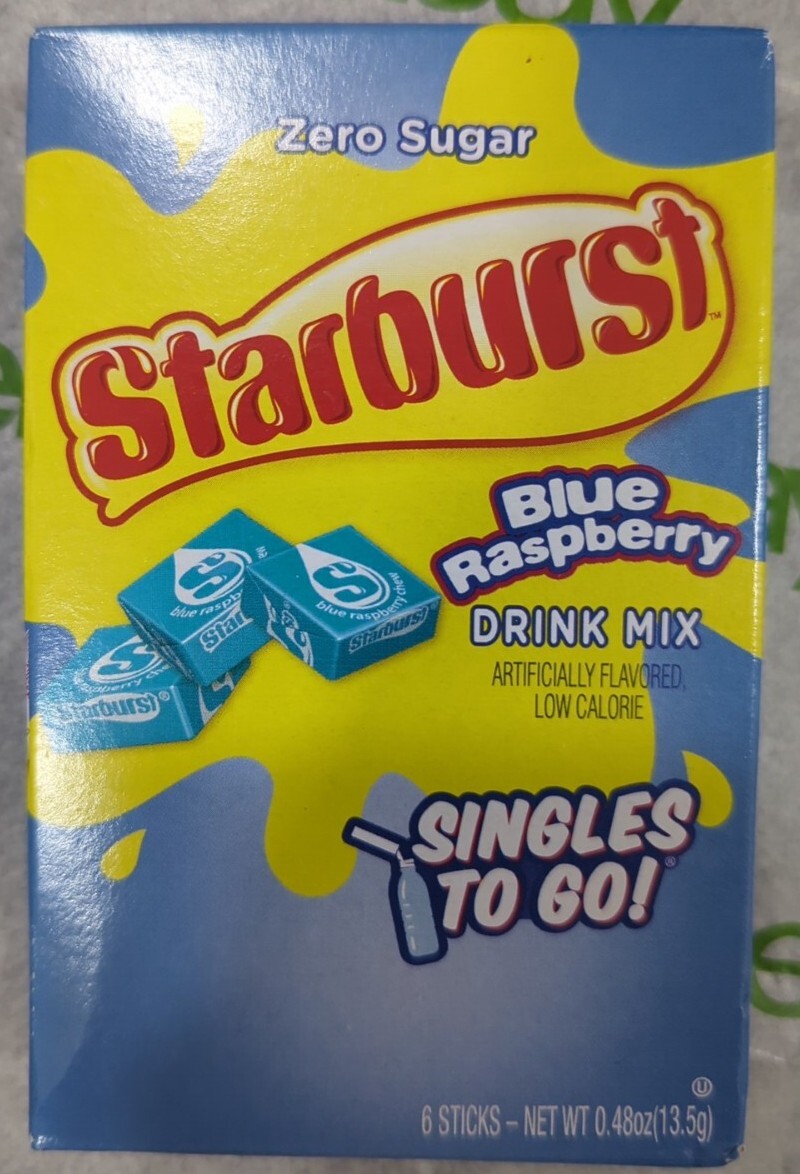 Starburst Blue Raspberry Packets Zero Sugar Drink Mix 6 Sticks 13.5g ...