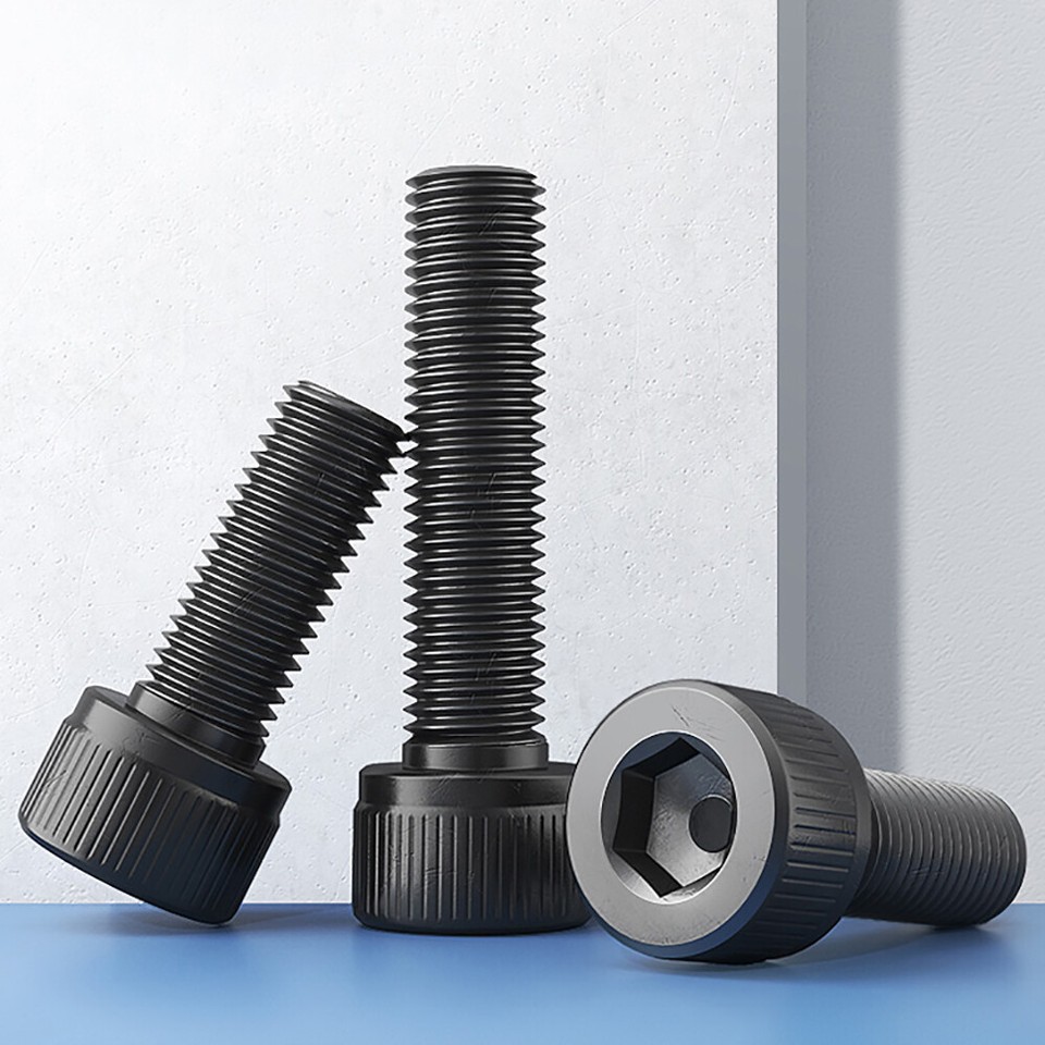 M12 Fine Pitch Socket Cap Screws Allen Key Bolts High Tensile Black ...