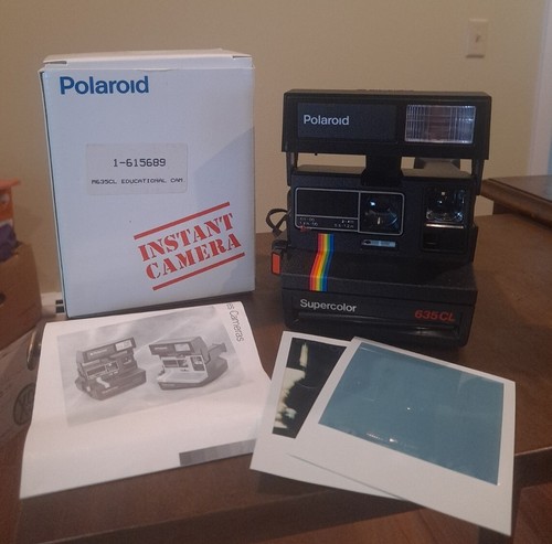 Polaroid Supercolor Camera 635 CL Rainbow Stripe 600 w/ Box and Papers ...