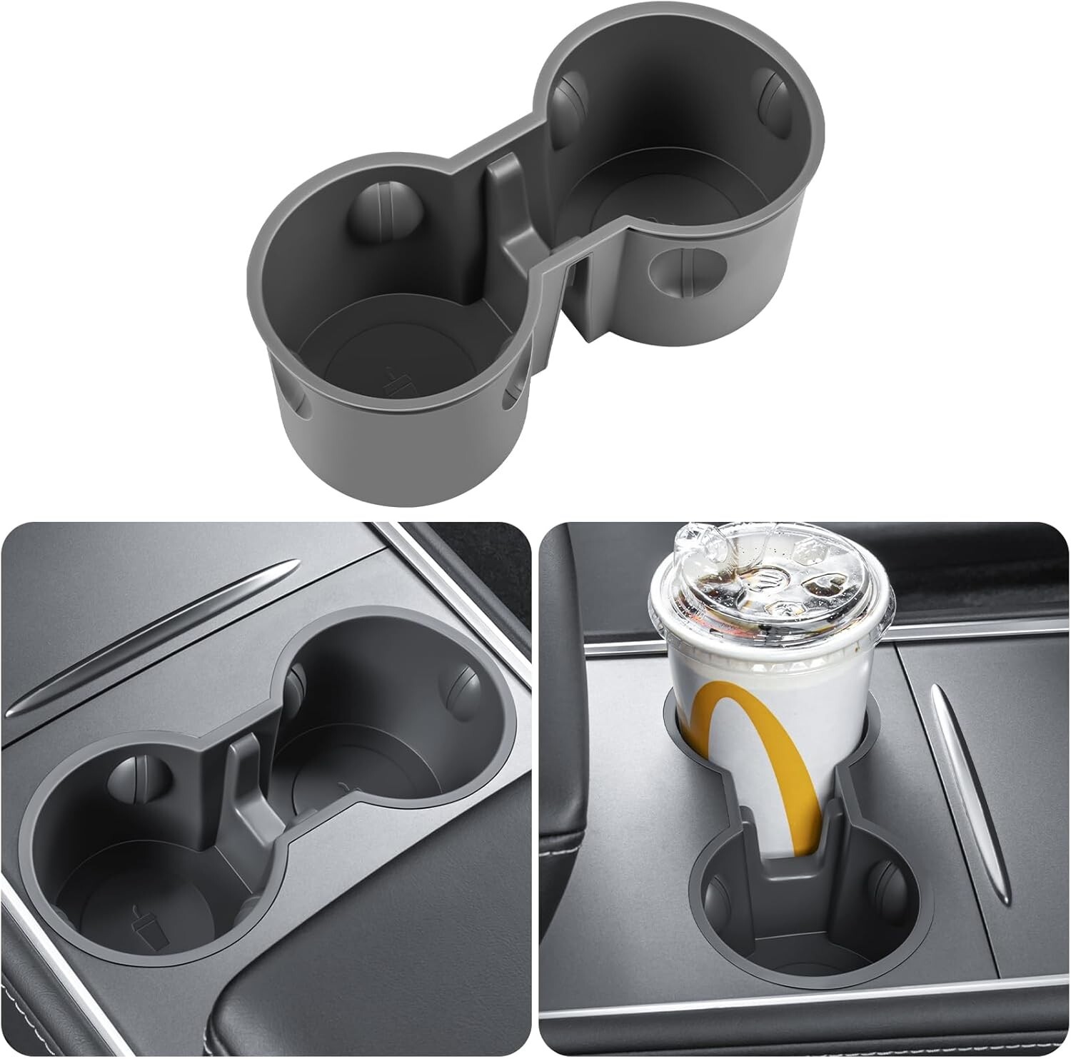 Gray Soft Silicone Center Console Drink Cup Holder Insert Fits 17-24 ...
