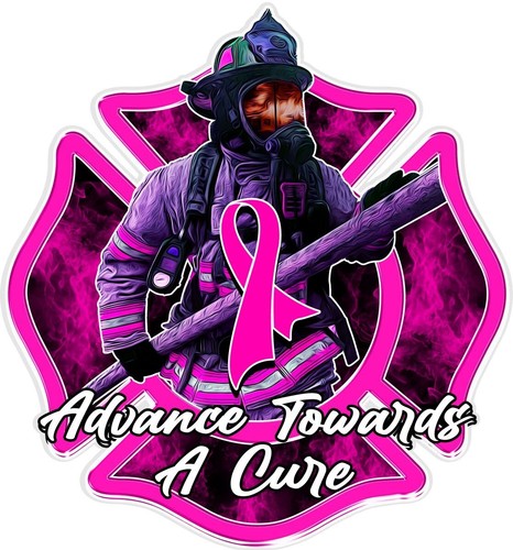 Firefighter Sticker Decal BREAST CANCER Support Maltese Cross Window ...