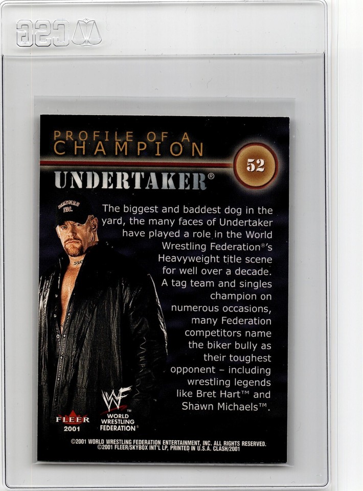 2001 Fleer WWE Clash Wrestling Profile Of A Champion Undertaker | eBay