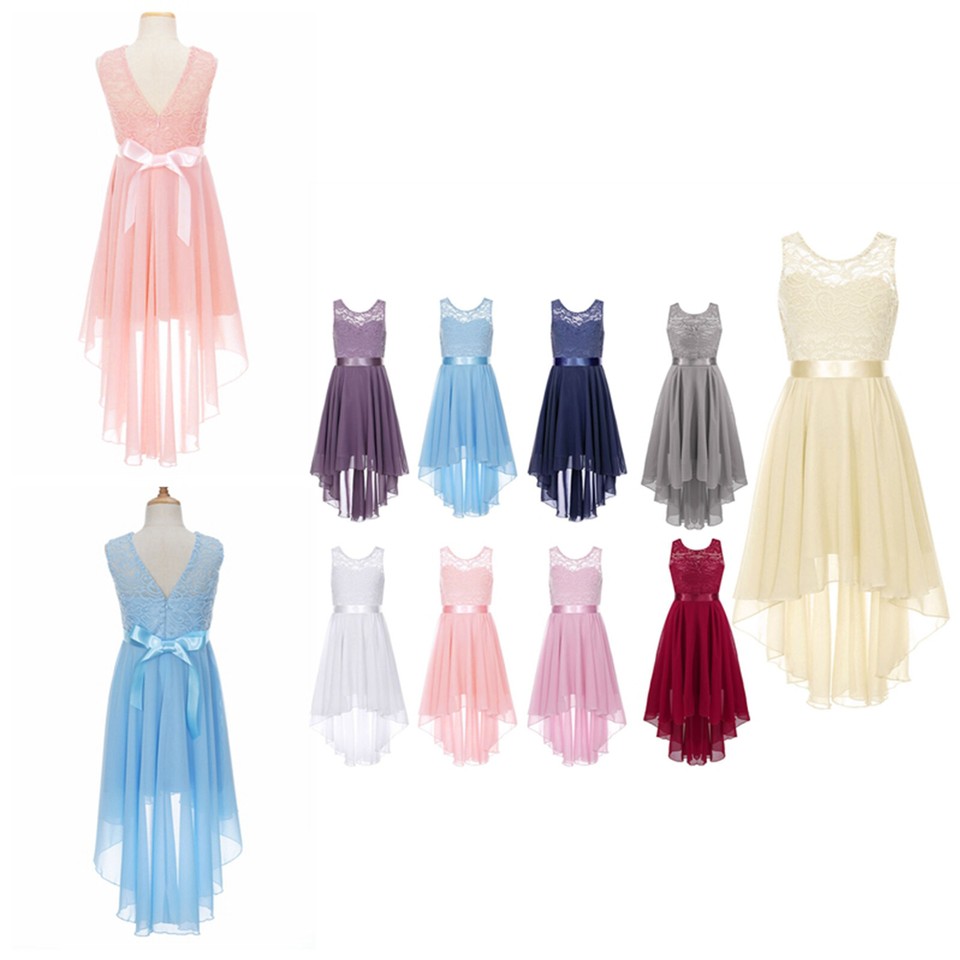 Floral Girls Party Formal Princess Dress Girls Wedding Hi-Low ...