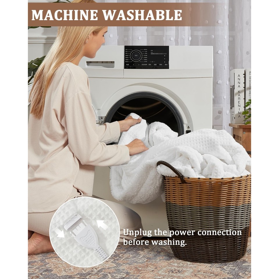 Electric Blanket Heated Throw Over Luxurious Fleece Washable Digital ...