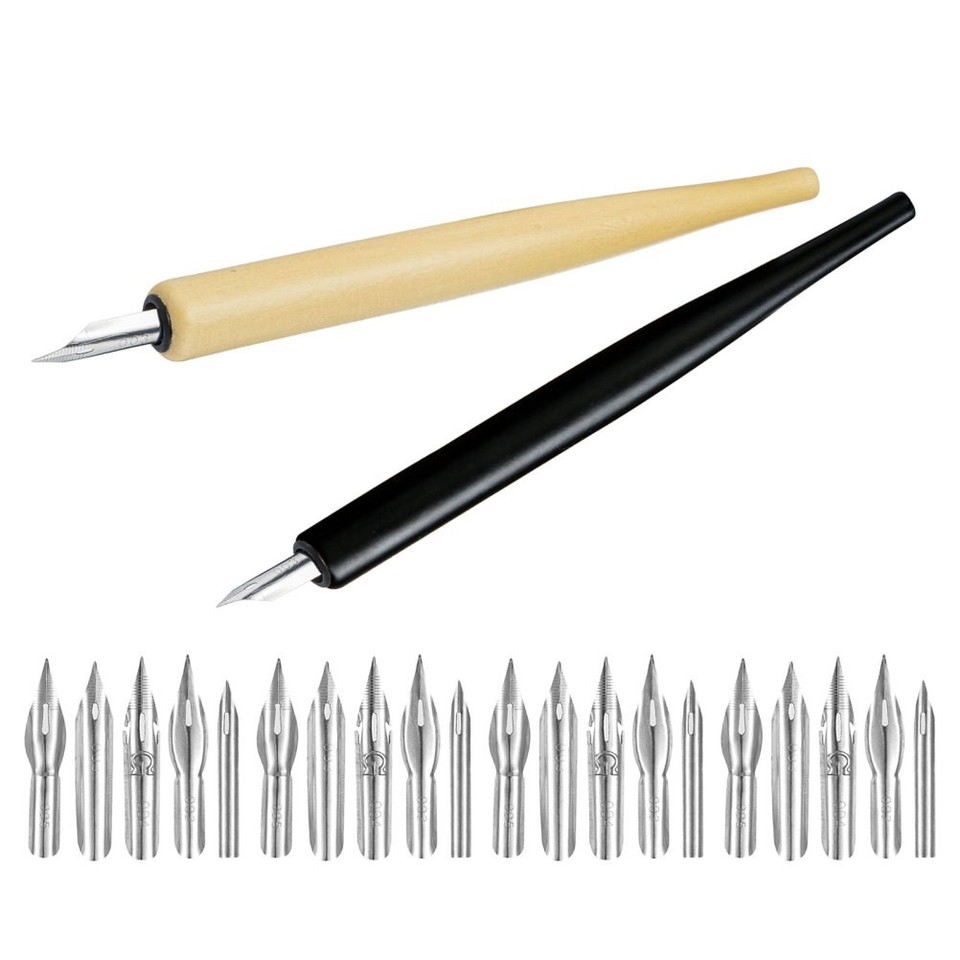 2 Sets Dipped Wooden Pen Comic Drawing Pens Art Water Color Book | eBay ...