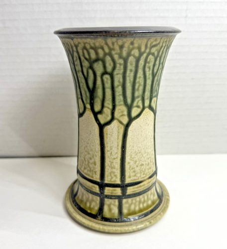 STOFAN POTTERY Arts & Craft Style Venetian Drip FOREST TREES Vase 6.5 ...