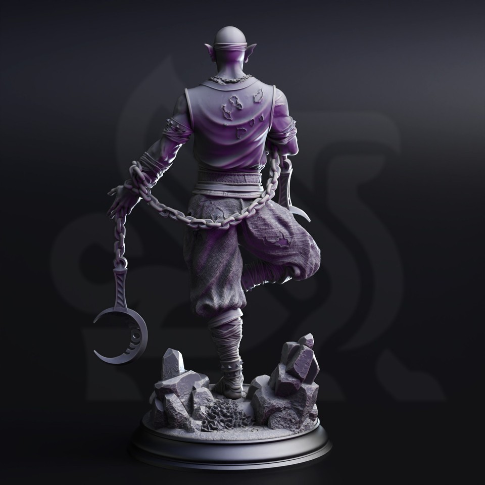 Uxas the Reborn – Lunar Monk, Drow, elf Monk, 3D Printed Miniature, D&D ...