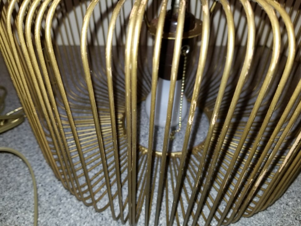 Vintage Metal MCM Birdcage Hanging Swag Lamp Light | eBay