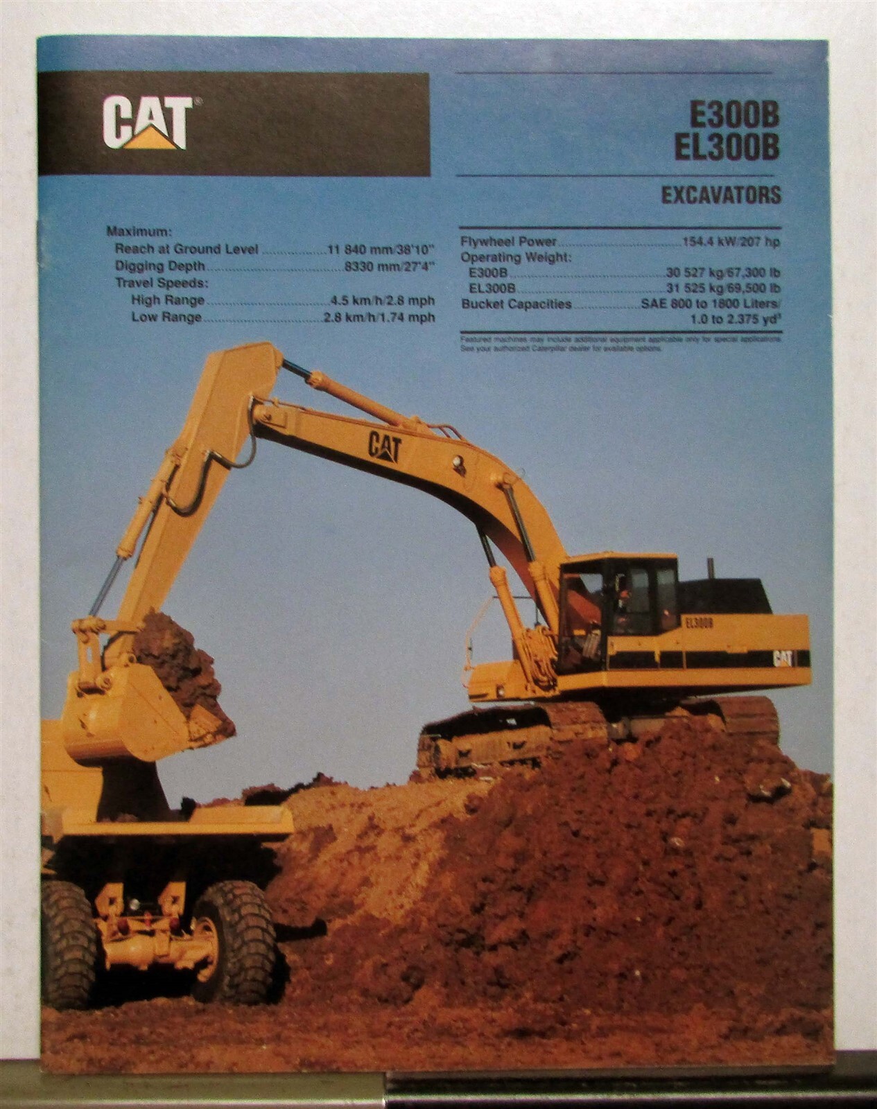 1990 CAT E300B EL300B Excavator Construction Specifications Sales ...