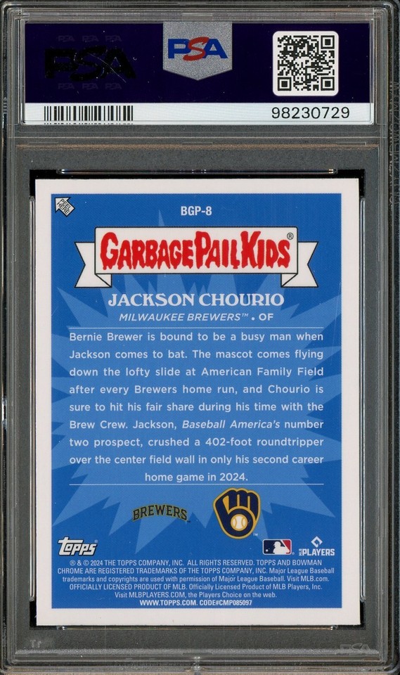 2024 Bowman Chrome GPK #BGP8 Jackpot Jackson RC Rookie PSA 9 MINT | eBay