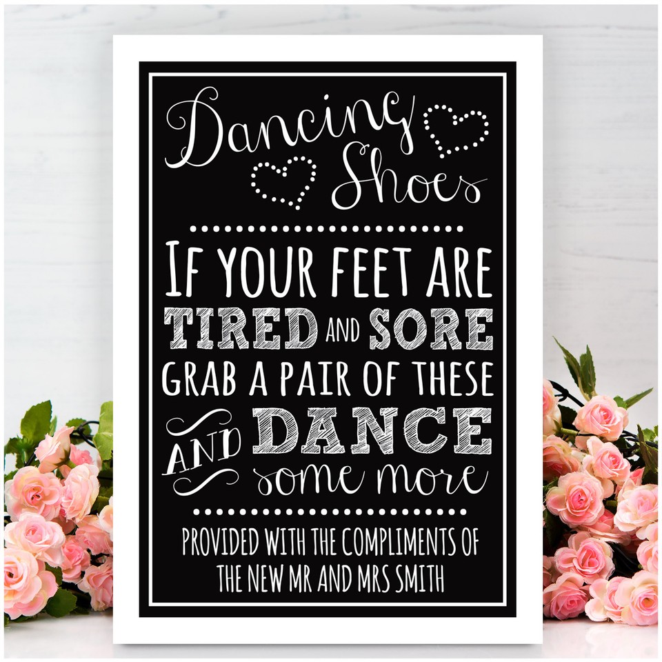 PERSONALISED Dancing Shoes Chalkboard WEDDING SIGN Dancing Feet Flip ...