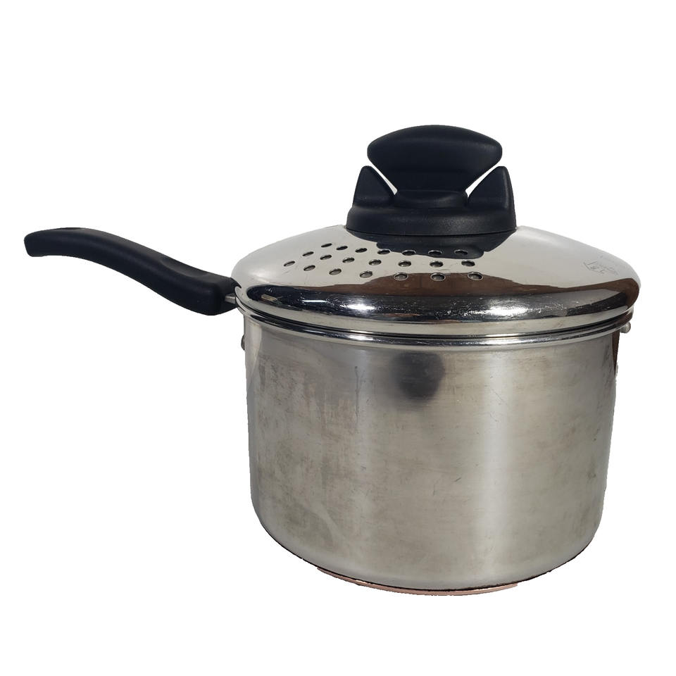 Farberware 3 qt Copper Bottom Sauce Pan w Pour & Strain Locking Lid | eBay