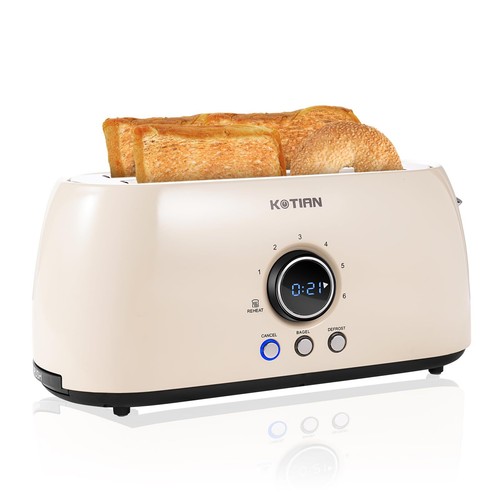 Toaster 4 Slice Retro Long Slot Toasters With Countdown Timerstainless ...